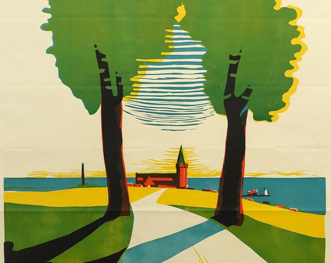 1938 Danish Travel Poster Assens by Aage Rasmussen Original Vintage ...