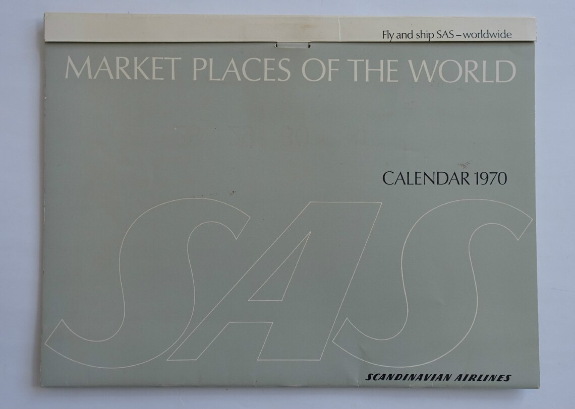 1970 SAS Airlines Calendar by Otto Nielsen - Original Vintage Calendar ...