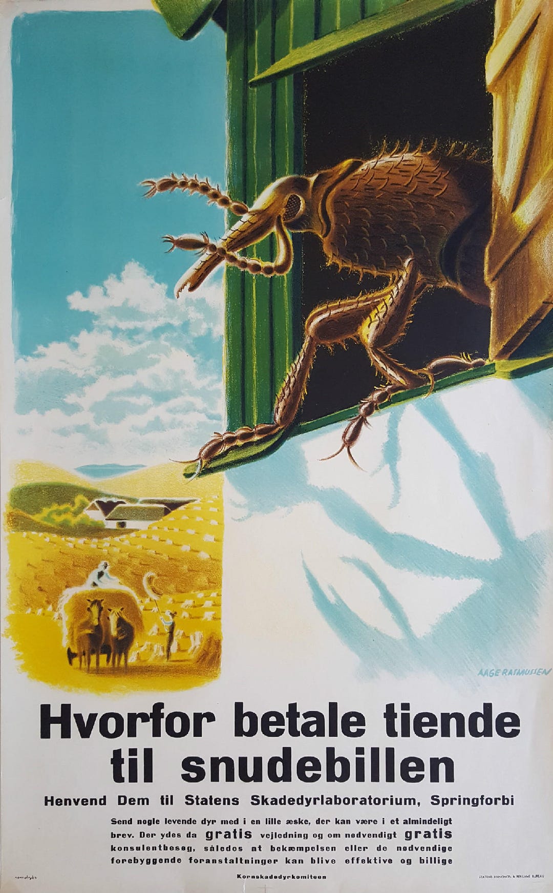 1940s Pest Campaign Poster by Aage Rasmussen - Original Vintage Poster ...