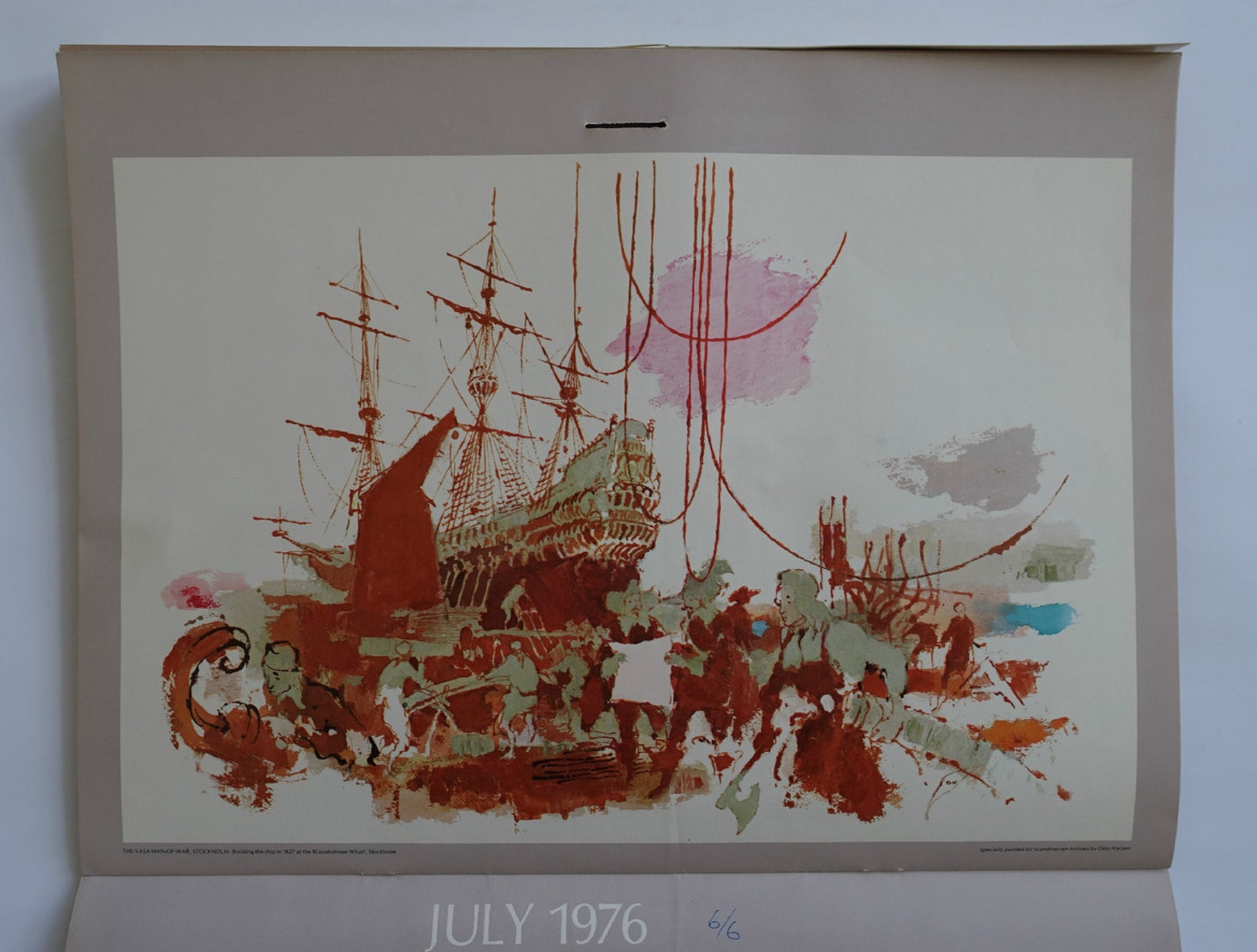 1976 SAS Airlines Calendar by Otto Nielsen Original Vintage | Etsy