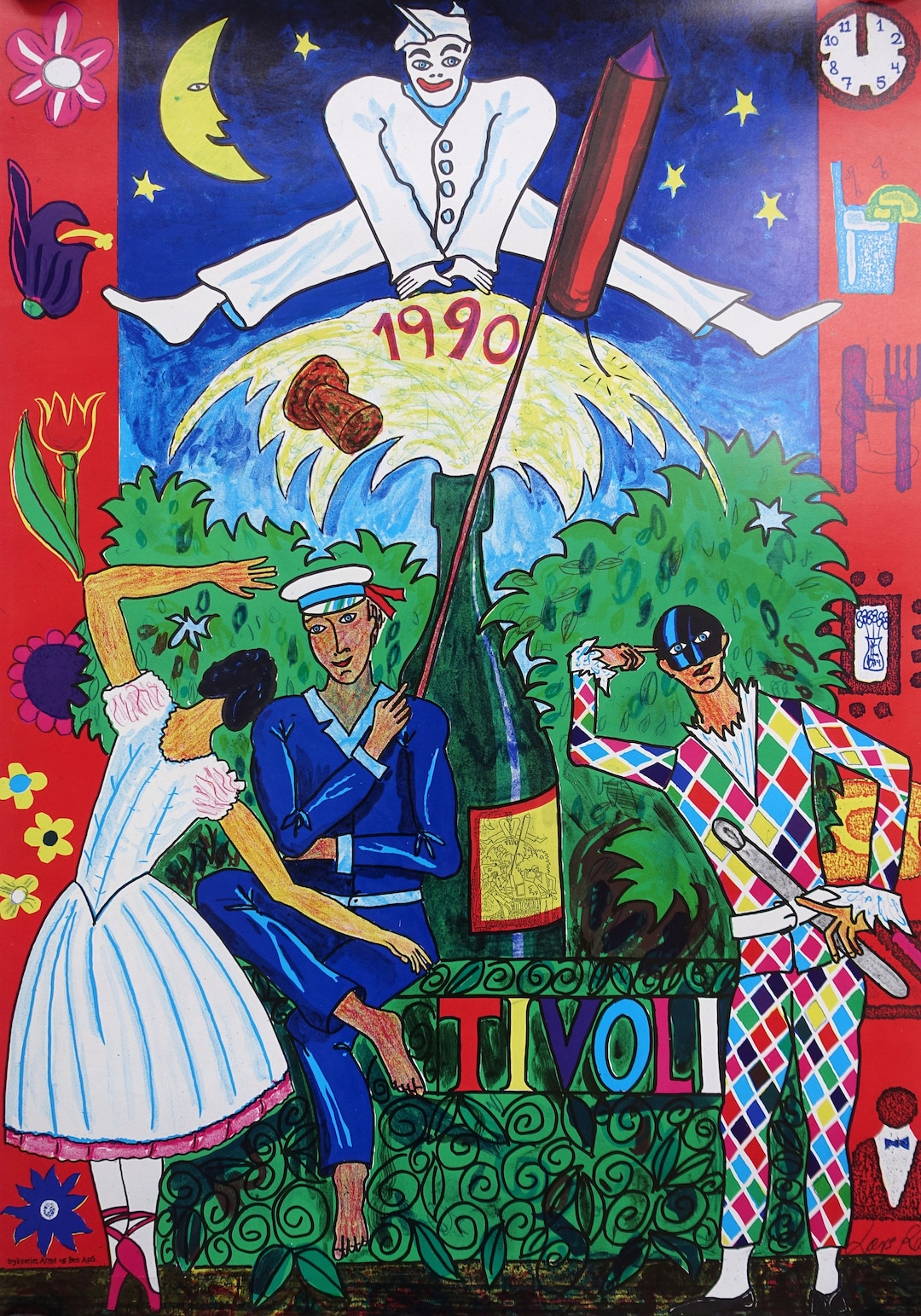 1990 Tivoli Gardens by Lars Ravn (small) - Original Vintage Poster - Etsy