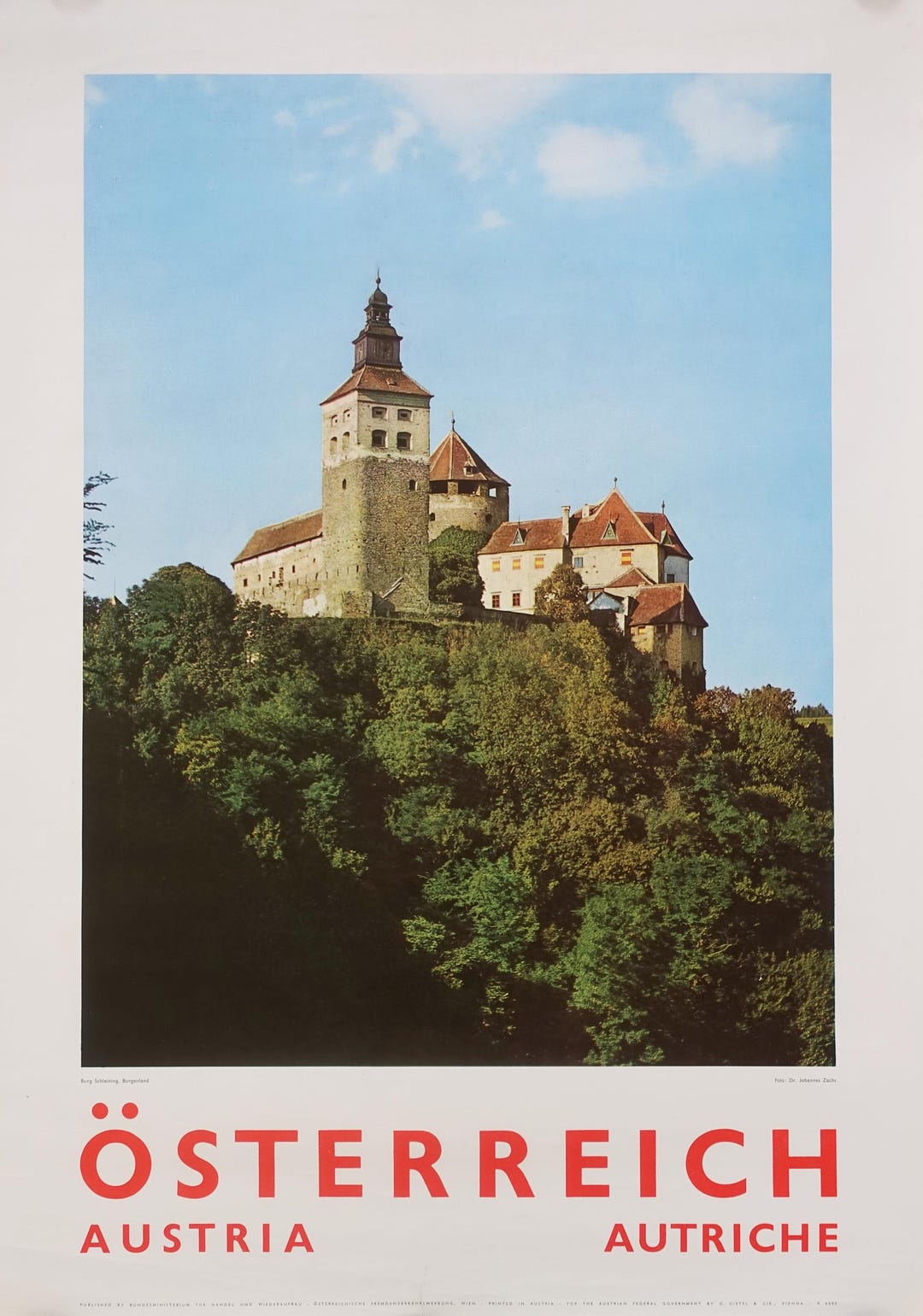 1960s Austria Travel Poster Burg Schlaining, Burgenland - Original ...