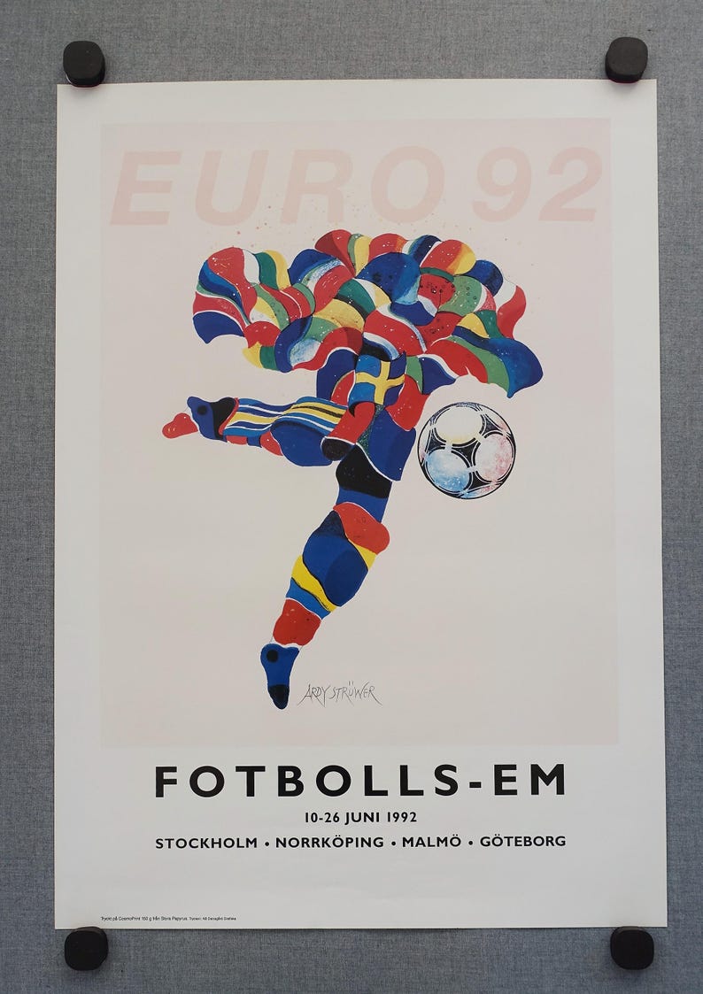 1992 UEFA European Football Championship in Sweden - Original Vintage ...