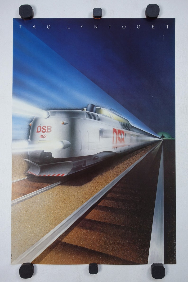1987 Express Train Sølvpilen Danish State Rails Poster - Etsy