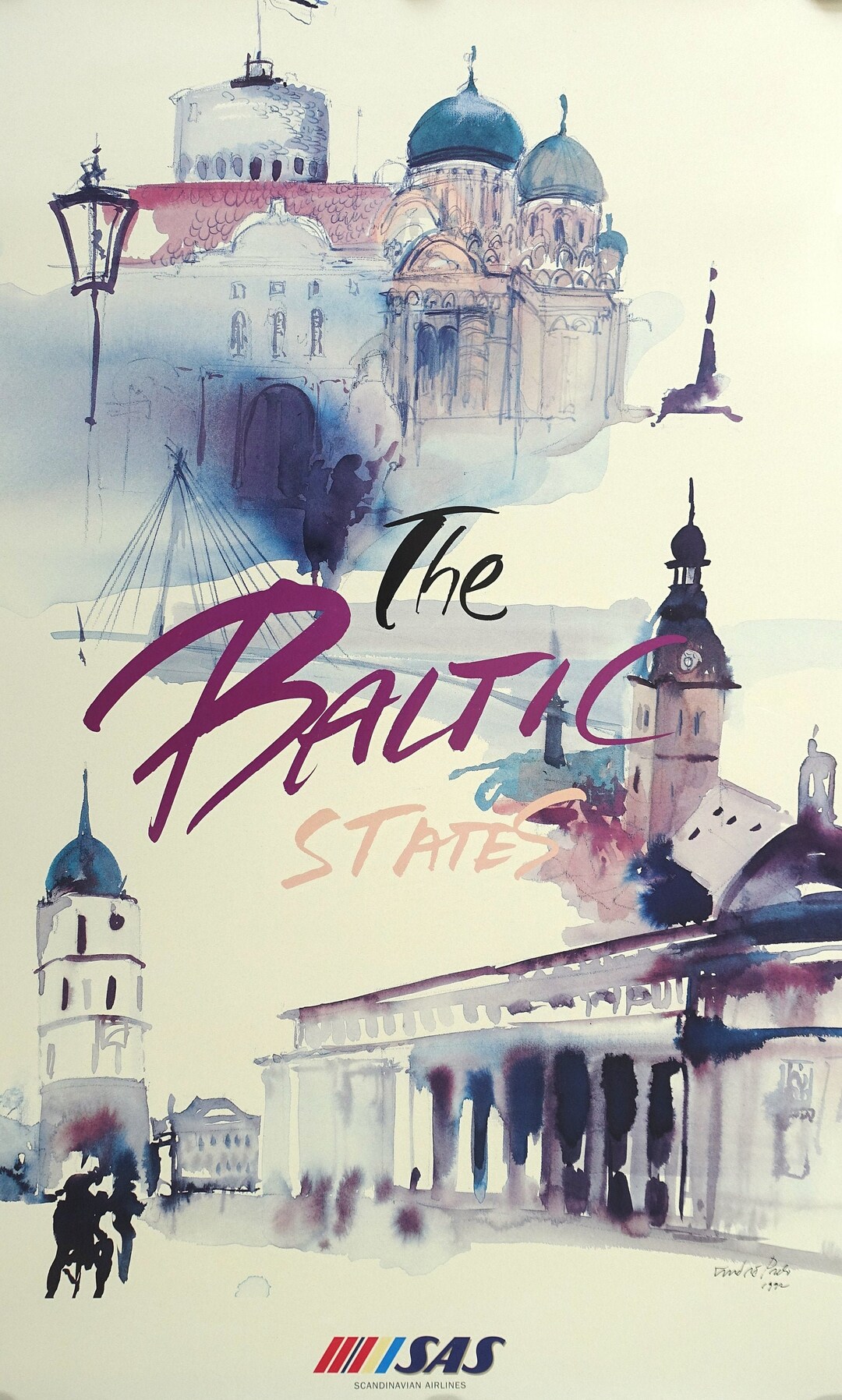 1992 Baltic States Travel Poster by Scandinavian Airlines - Original ...