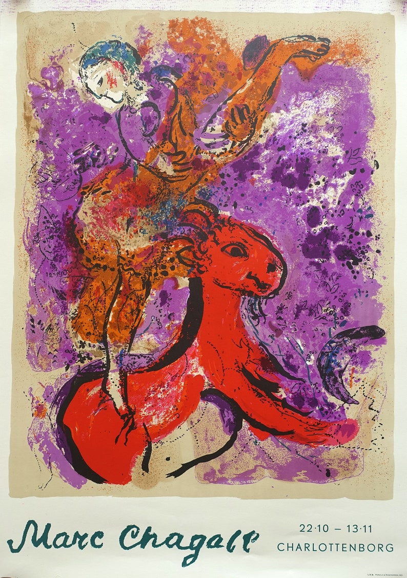 1960 Chagall Exhibition Poster Charlottenborg Original - Etsy