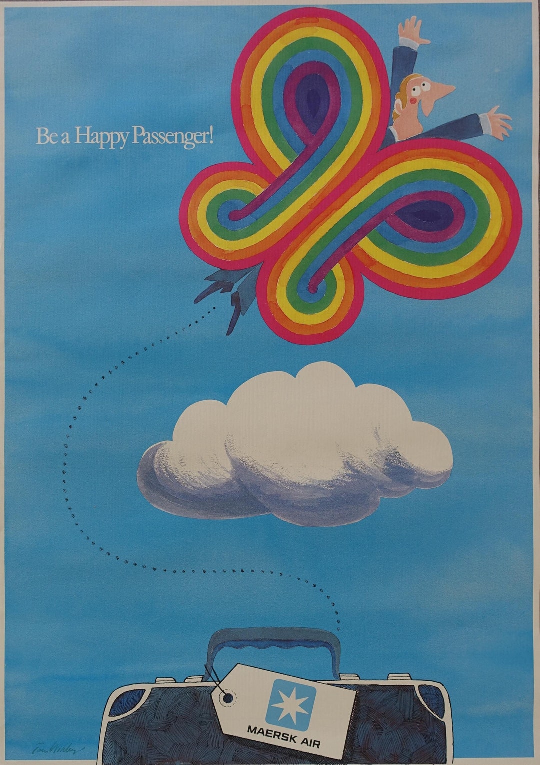 1980s Maersk Air Travel Poster - Original Vintage Poster - Etsy