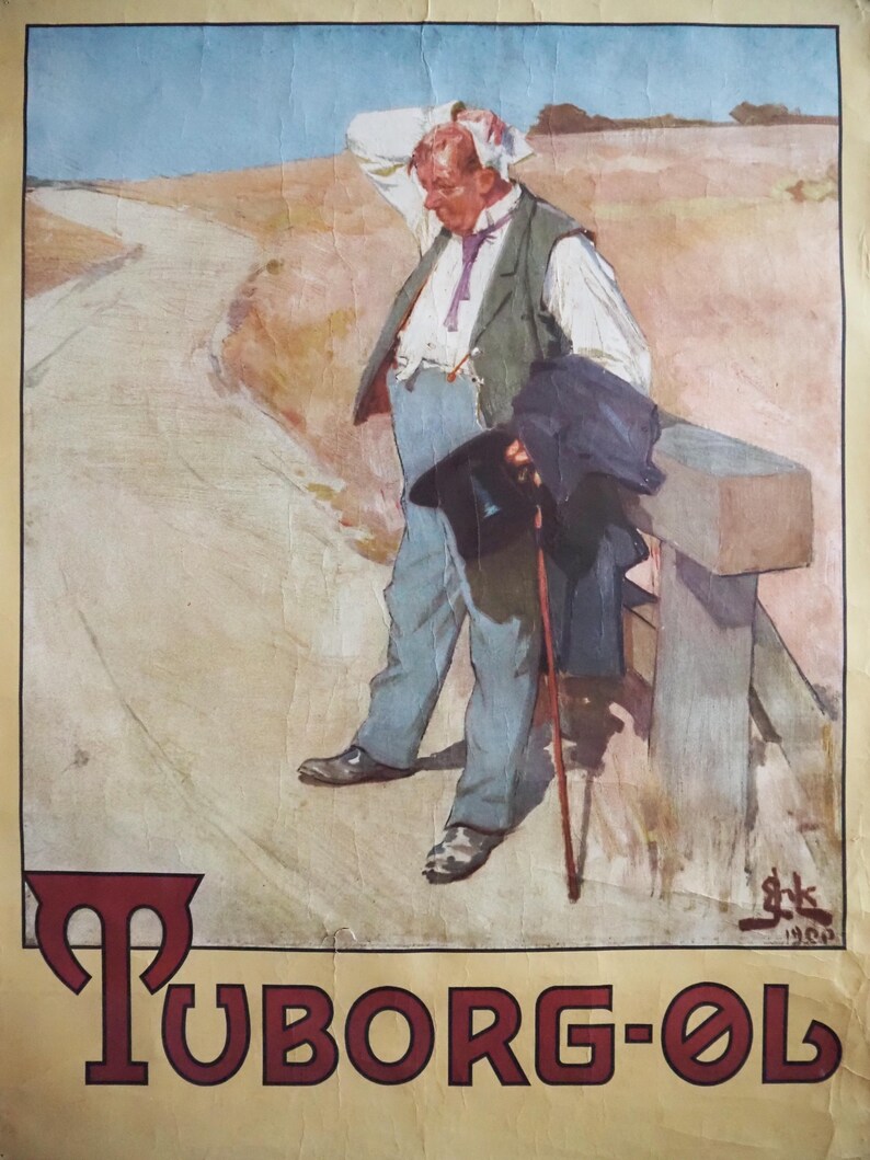 1950s Tuborg Beer Commercial "the Thirsty Man" (large) - Original ...