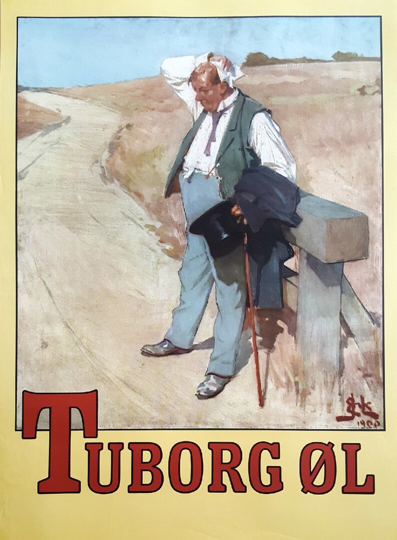 1940s Tuborg Beer Commercial Original Vintage Poster | Etsy