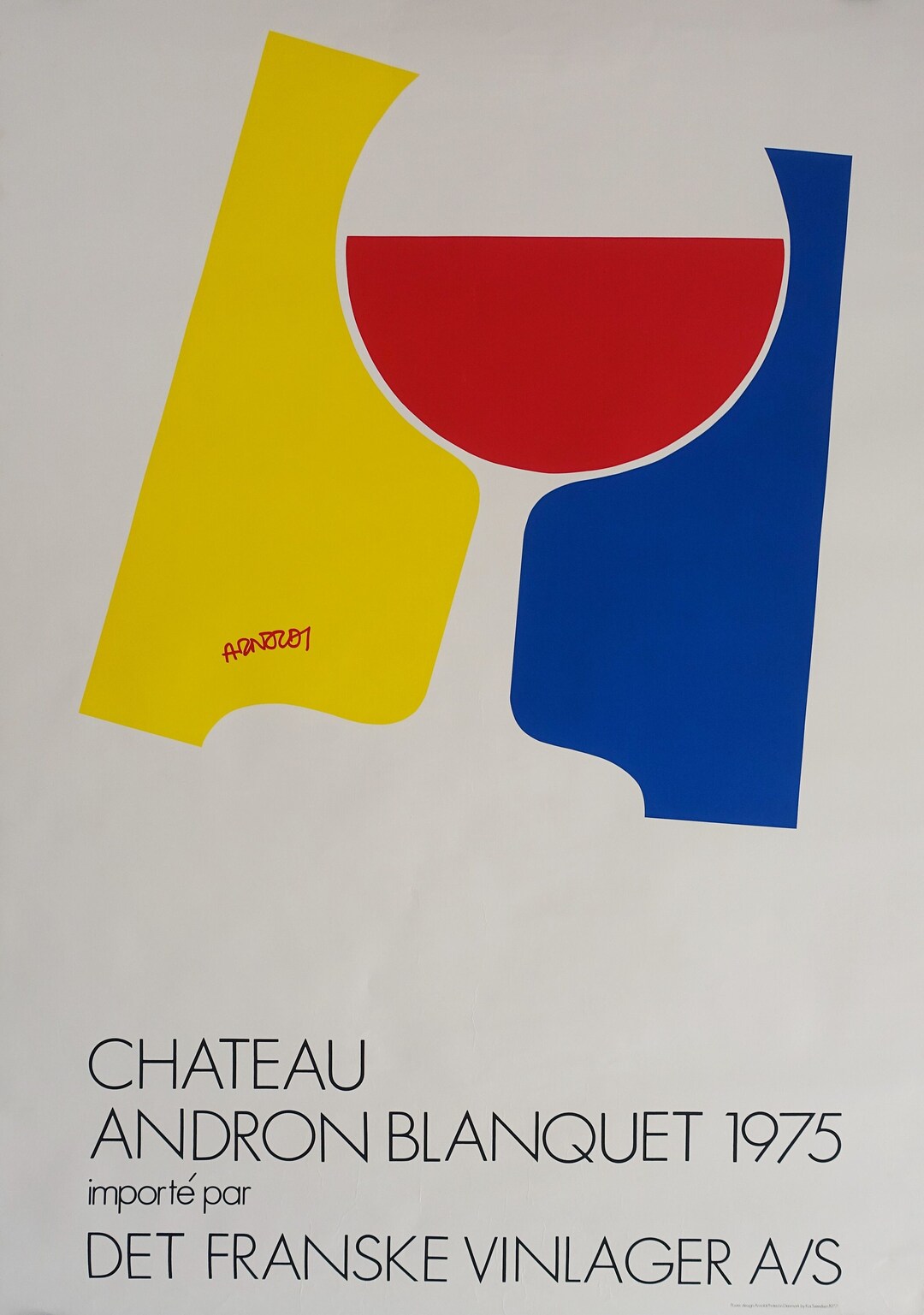1975 Wine Chateau Andron Blanquet by Arnoldi - Original Vintage Poster ...