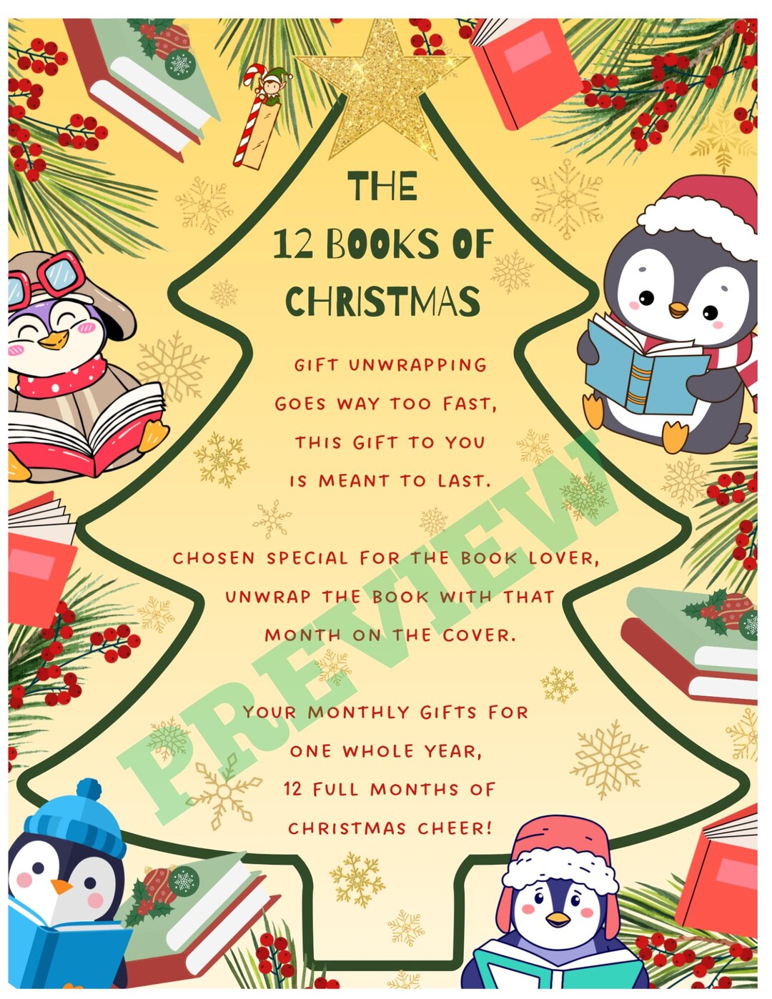 The 12 Books of Christmas Poem - Printable Gift Insert - Editable Canva ...