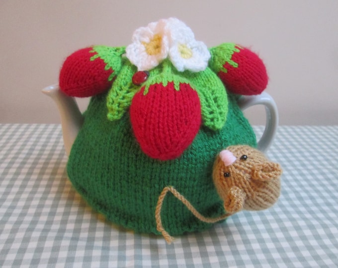 Hand Knitted Pesky Mouse Strawberries & Button Ladybird Tea Cosy to Fit ...