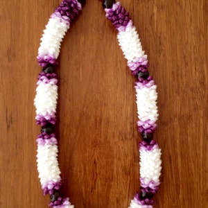 Hawaiian White Pikake With Purple Trim and Kukui Nut Ribbon Lei (1” Wide) - Etsy
