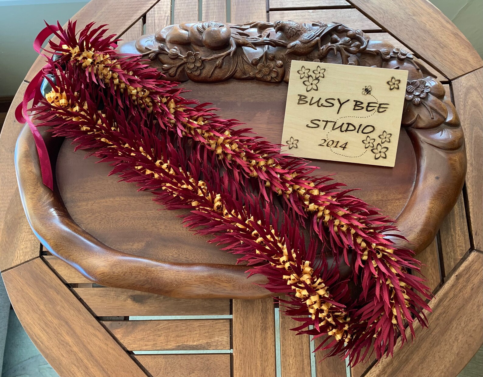 Hawaiian Maroon Burgundy Red and Gold Ginger Ribbon Lei - Etsy
