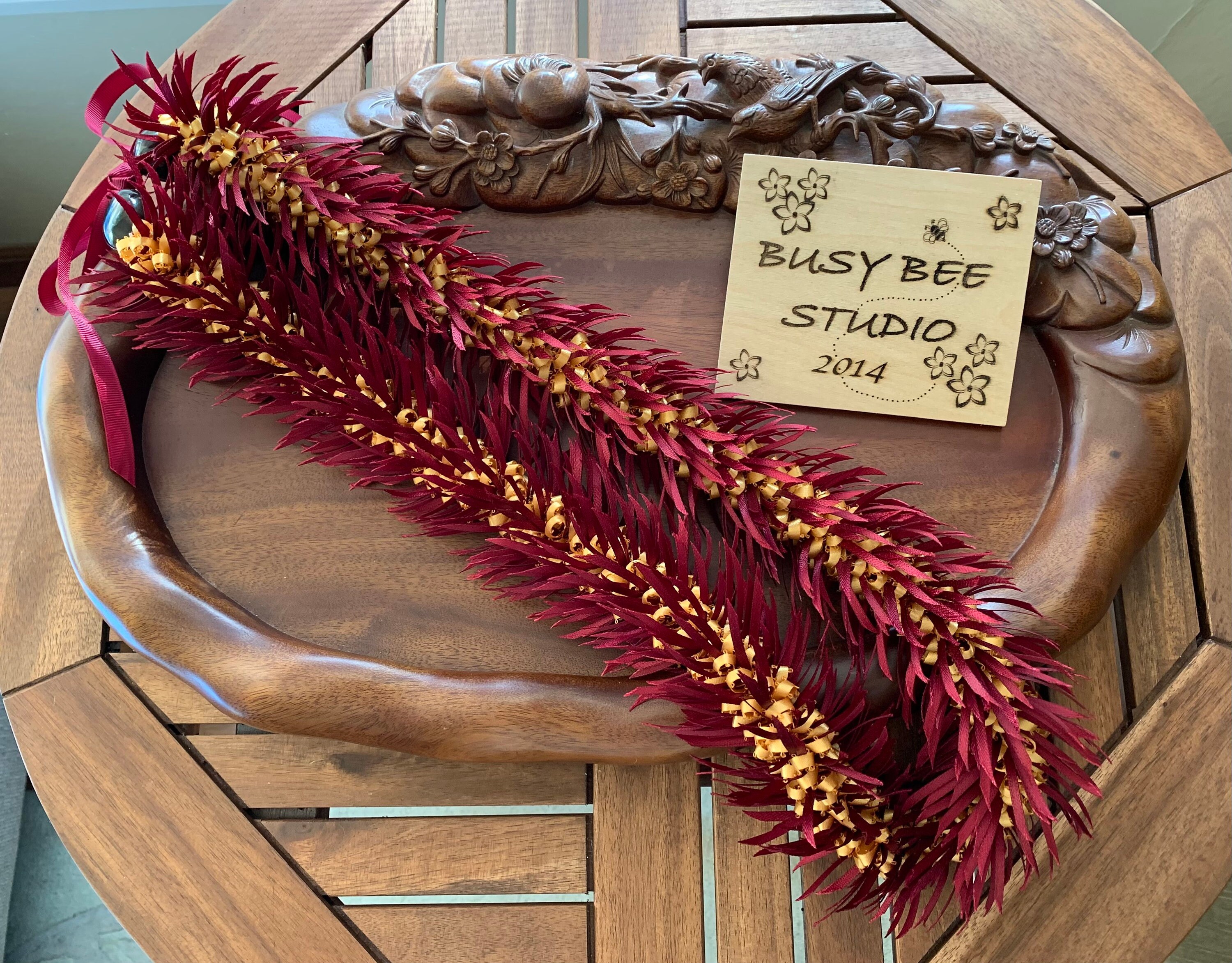 Hawaiian Maroon Burgundy Red and Gold Ginger Ribbon Lei - Etsy