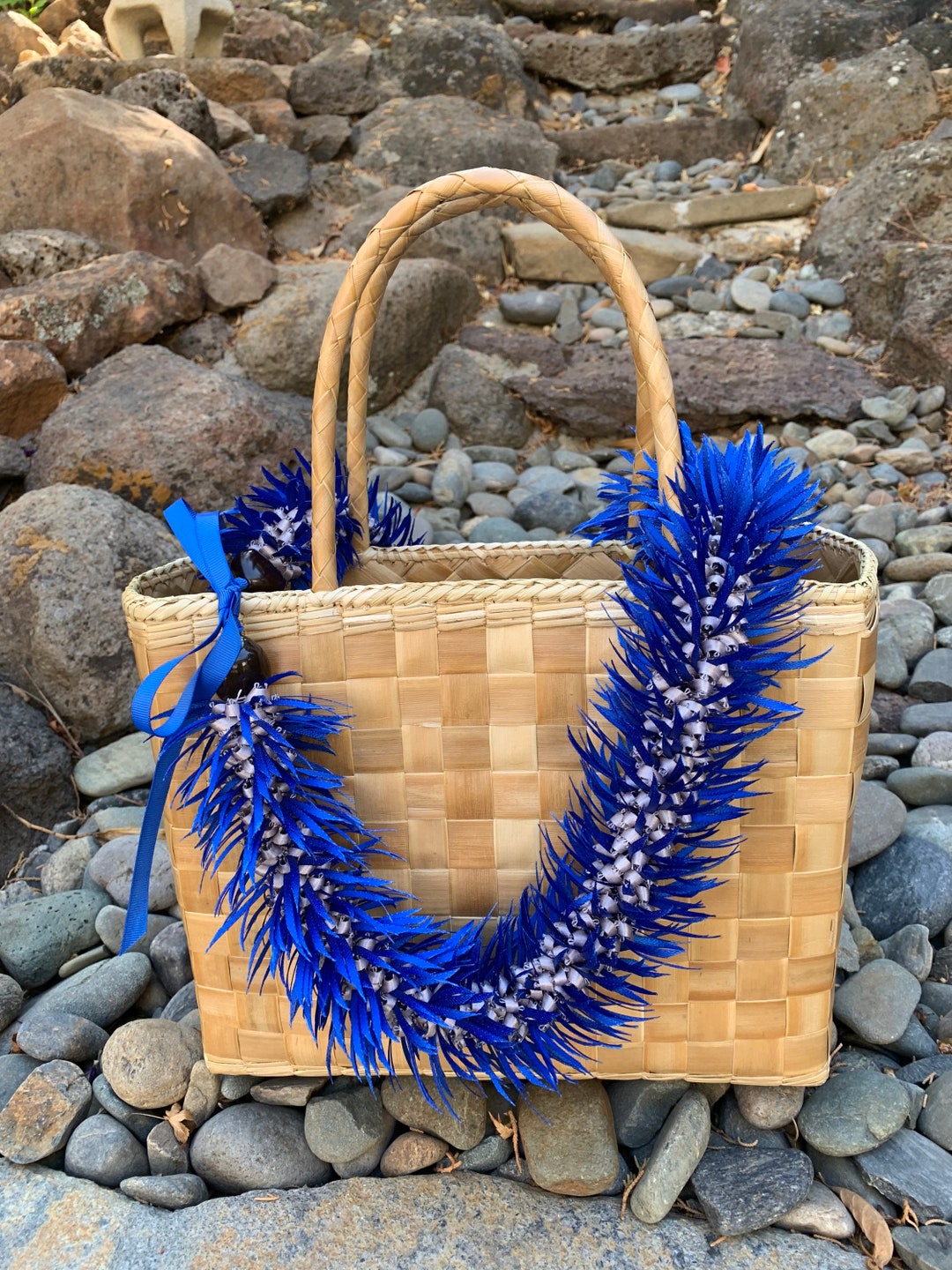 Hawaiian Royal Blue and Silver Ginger Ribbon Lei - Etsy
