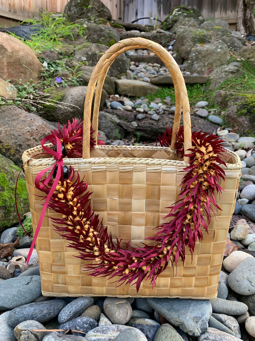 Hawaiian Maroon Burgundy Red and Gold Ginger Ribbon Lei - Etsy