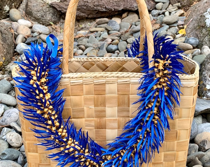Hawaiian Royal Blue and Gold Ginger Ribbon Lei - Etsy