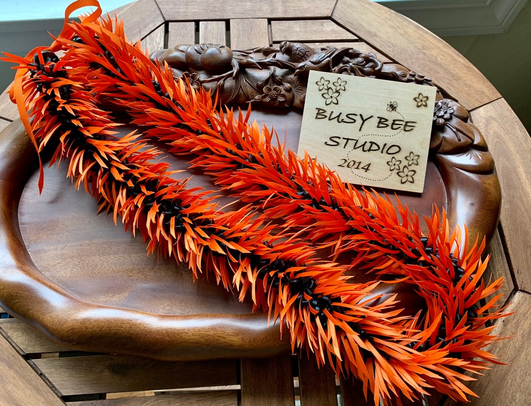 Hawaiian Orange and Black Ginger Ribbon Lei - Etsy