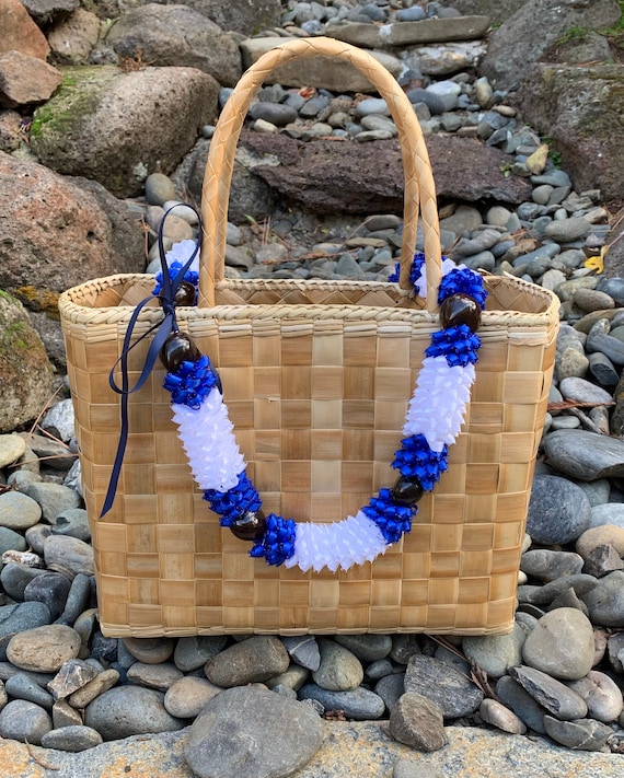 Hawaiian White Pikake With Royal Blue Trim and Kukui Nut - Etsy