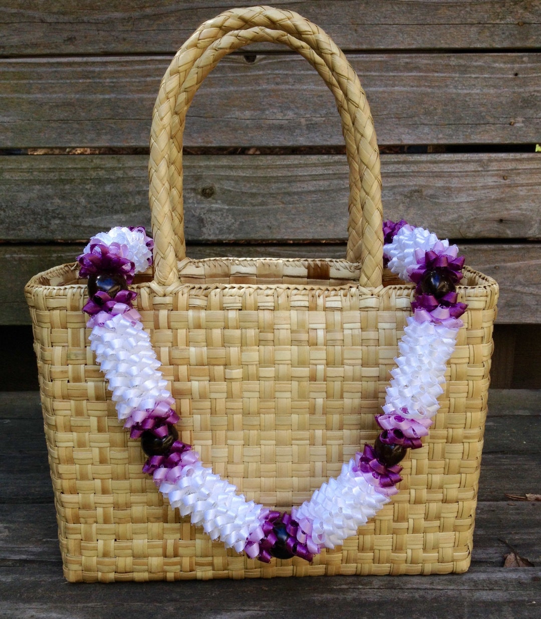 Hawaiian White Pikake With Purple Trim and Kukui Nut Ribbon Lei (1” Wide) - Etsy
