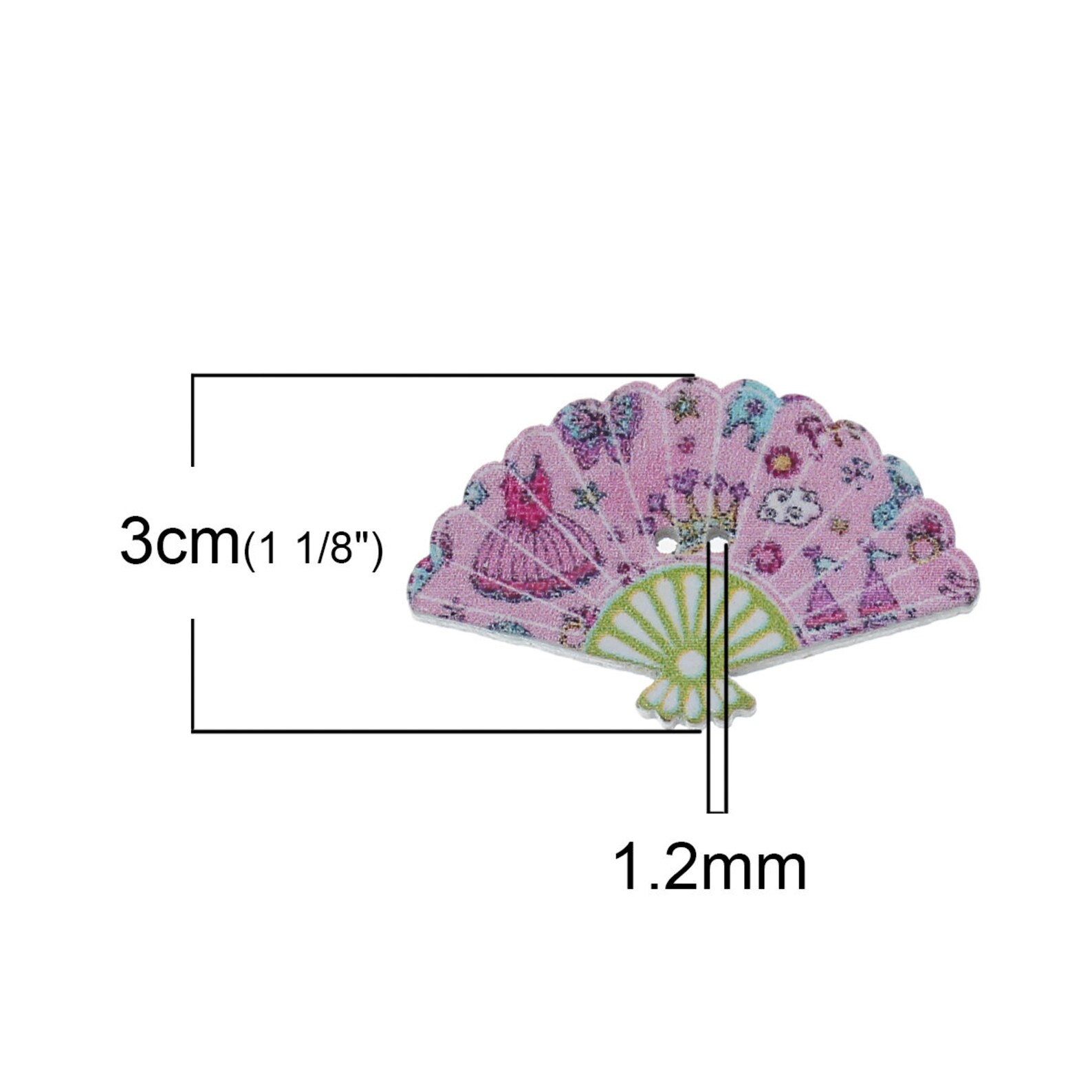 Mixed Colour Wooden Fan Design Buttons. 30.0mm X 18.0mm. Ideal - Etsy