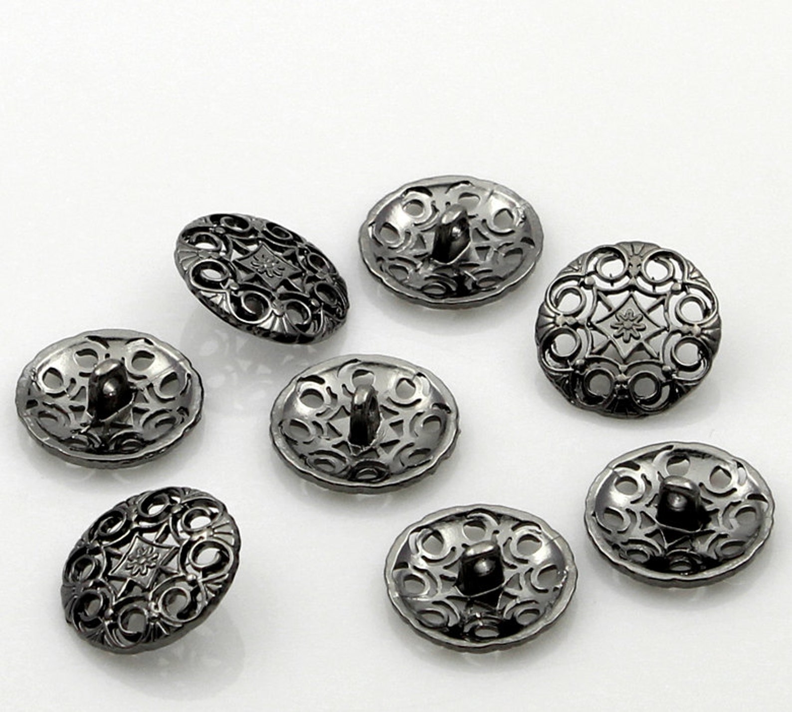 Metal Filigree Buttons. Dark Silver Tone. 18mm. Nickel Free. - Etsy