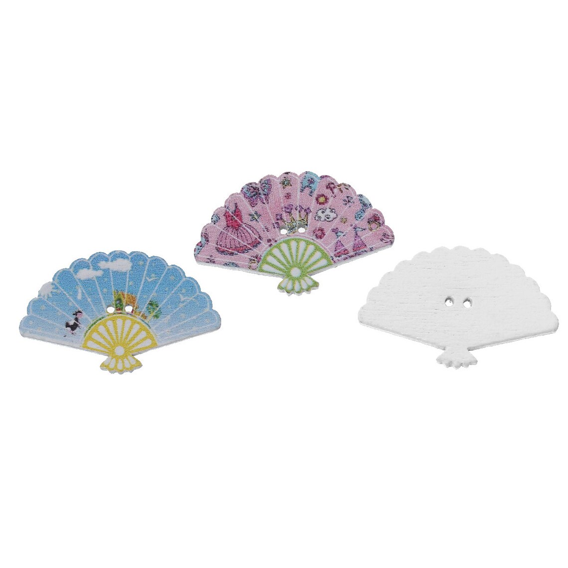 Mixed Colour Wooden Fan Design Buttons. 30.0mm X 18.0mm. Ideal - Etsy