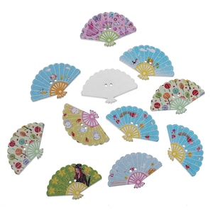 Mixed Colour Wooden Fan Design Buttons. 30.0mm X 18.0mm. Ideal - Etsy