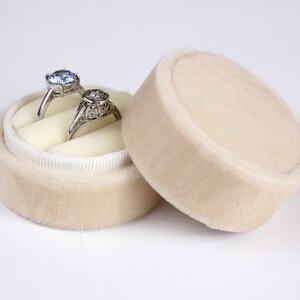 Champagne Velvet Double Ring Box, Handmade Wedding Jewelry - Etsy