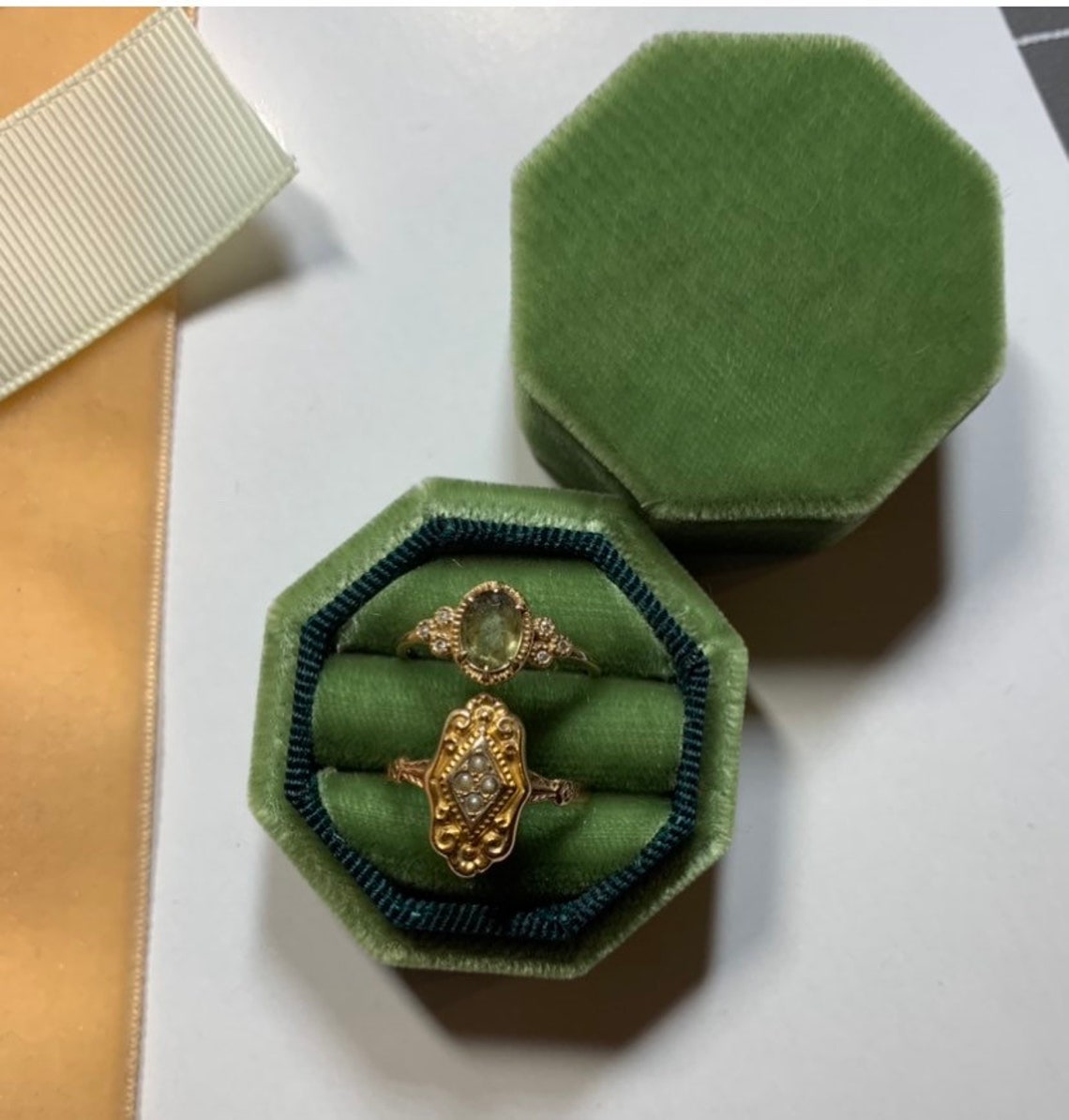 Wedding Ring Box Antique Ring Box Green Ring Box Proposal - Etsy
