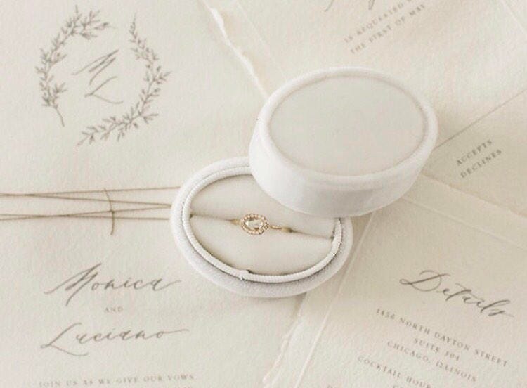 Ivory Velvet Ring Box Wedding Ring Box Engagement Ring Box - Etsy
