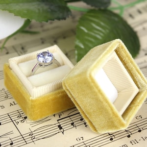 Yellow Velvet Ring Box, Wedding Ring Box, Engagement Ring Box, Proposal ...