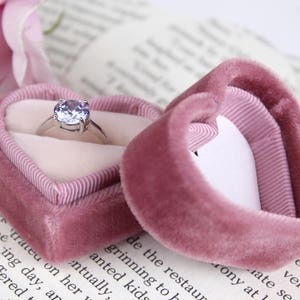 Heart Velvet Ring Box, Weddings Ring Box, Engagement Ring Box, Ring ...