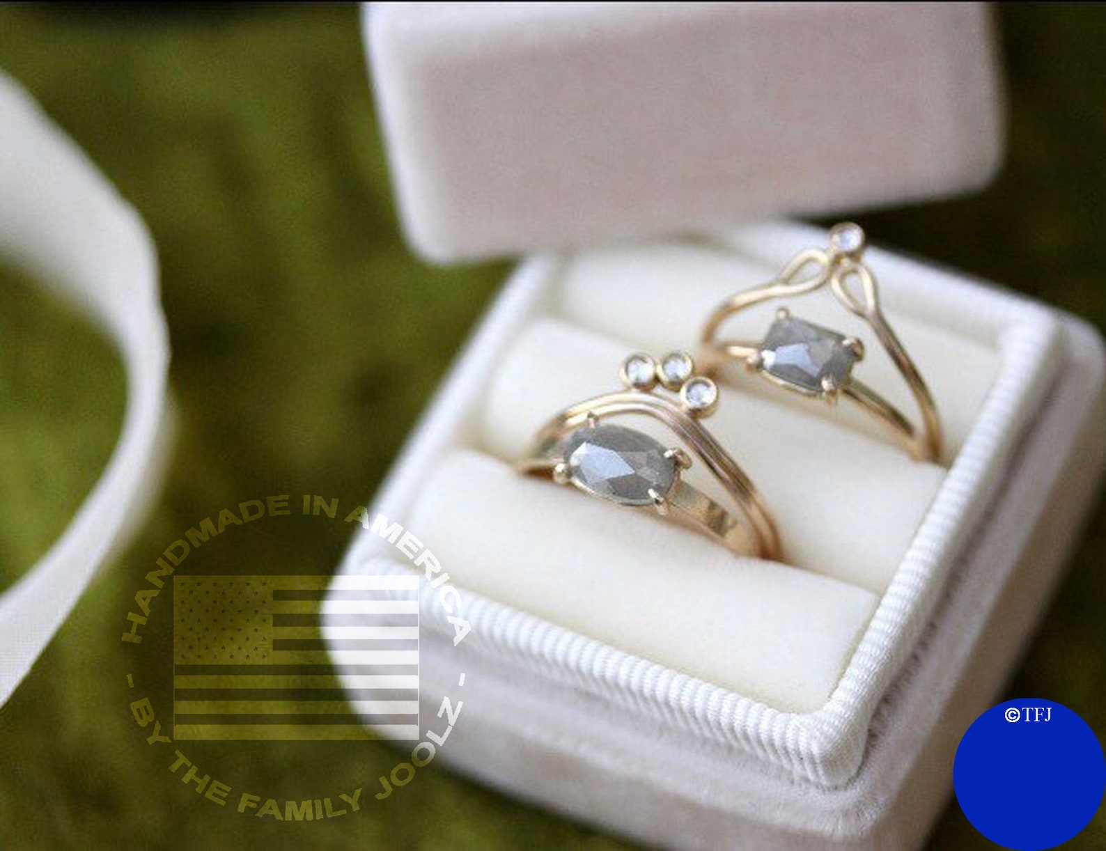 Double Ring Box Champagne Light Tan Two Ring Box Velvet Ring - Etsy