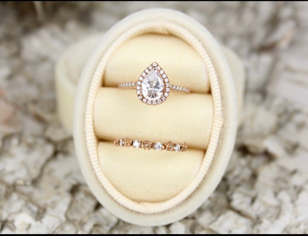 Oval Ring Box, Cream Ring Box, Engagement Ring Box, Two Ring Box ...