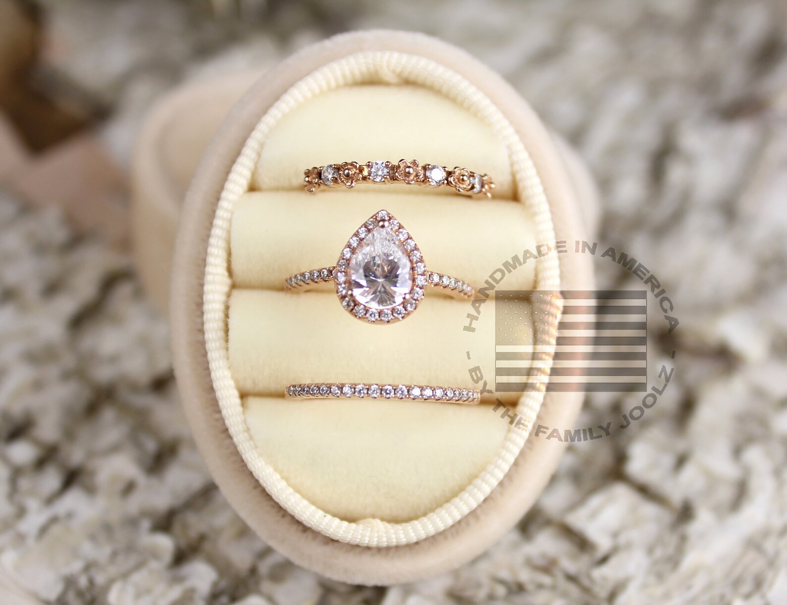 Three Ring Box, Oval Ring Box, Velvet Ring Box, Wedding Ring Box ...