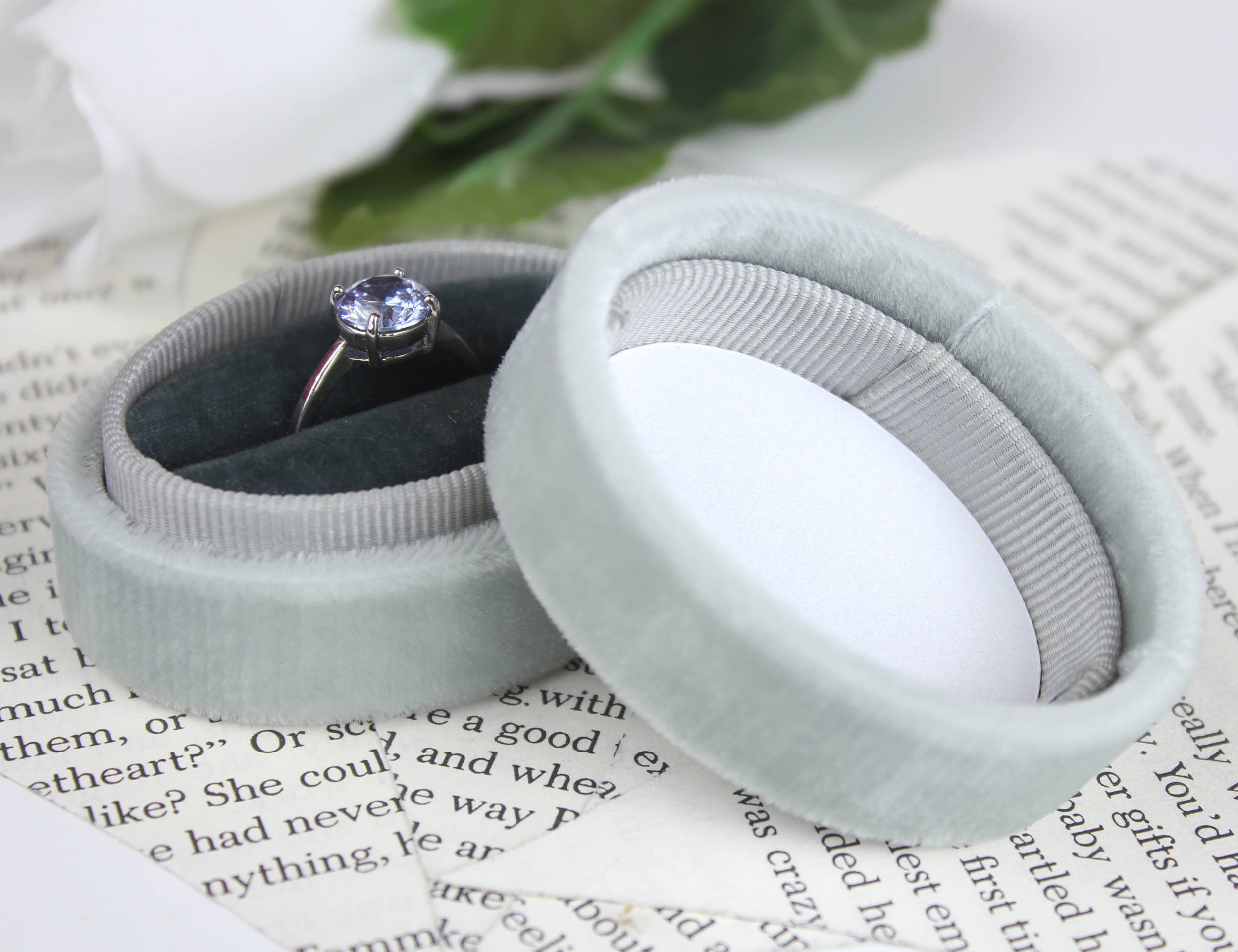 Wedding Ring Box Velvet Ring Box Vintage Ring Box Gray Ring | Etsy
