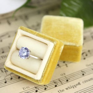 Yellow Velvet Ring Box, Wedding Ring Box, Engagement Ring Box, Proposal ...