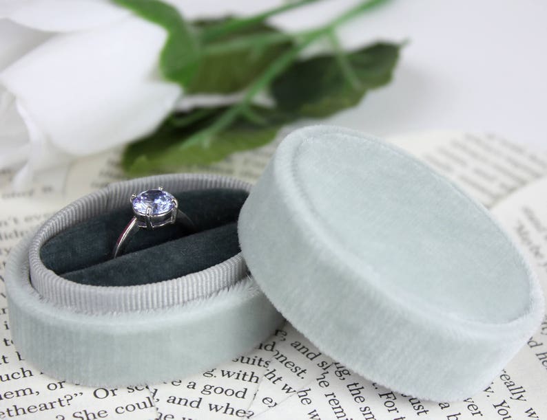 Wedding Ring Box Velvet Ring Box Vintage Ring Box Gray Ring - Etsy