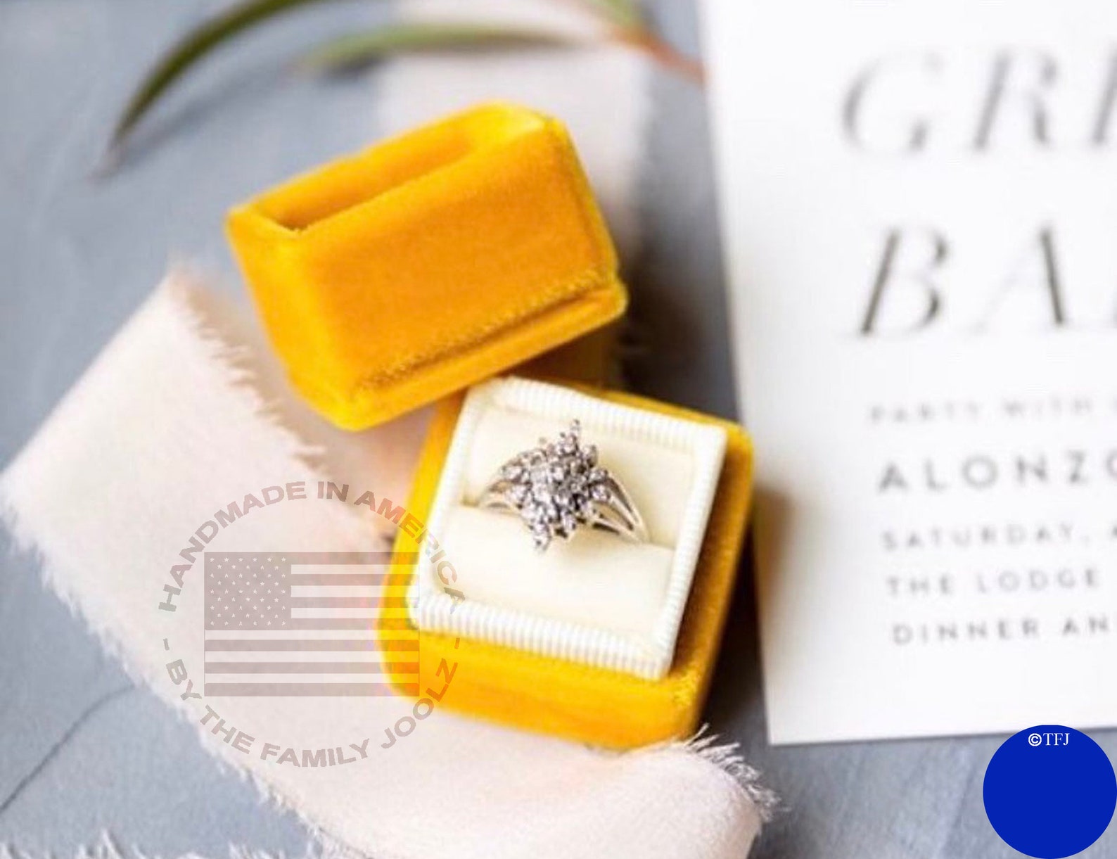Yellow Velvet Ring Box Wedding Ring Box Engagement Ring Box - Etsy