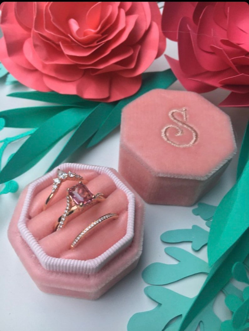 Triple Octagon Ring Box Octagon Three Ring Box Triple Velvet - Etsy