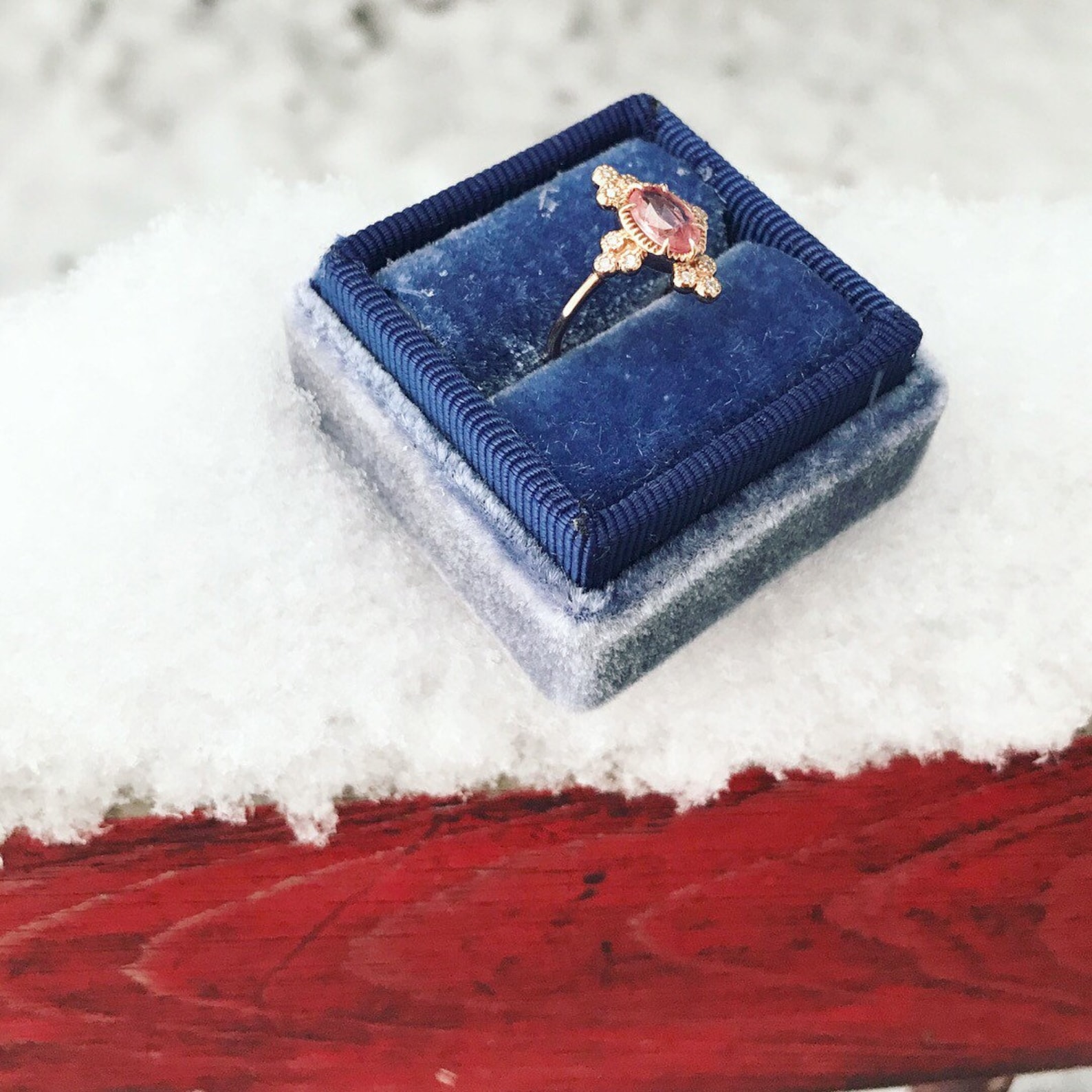 Vintage Ring Box Blue Velvet Ring Box Engagement Ring Box - Etsy