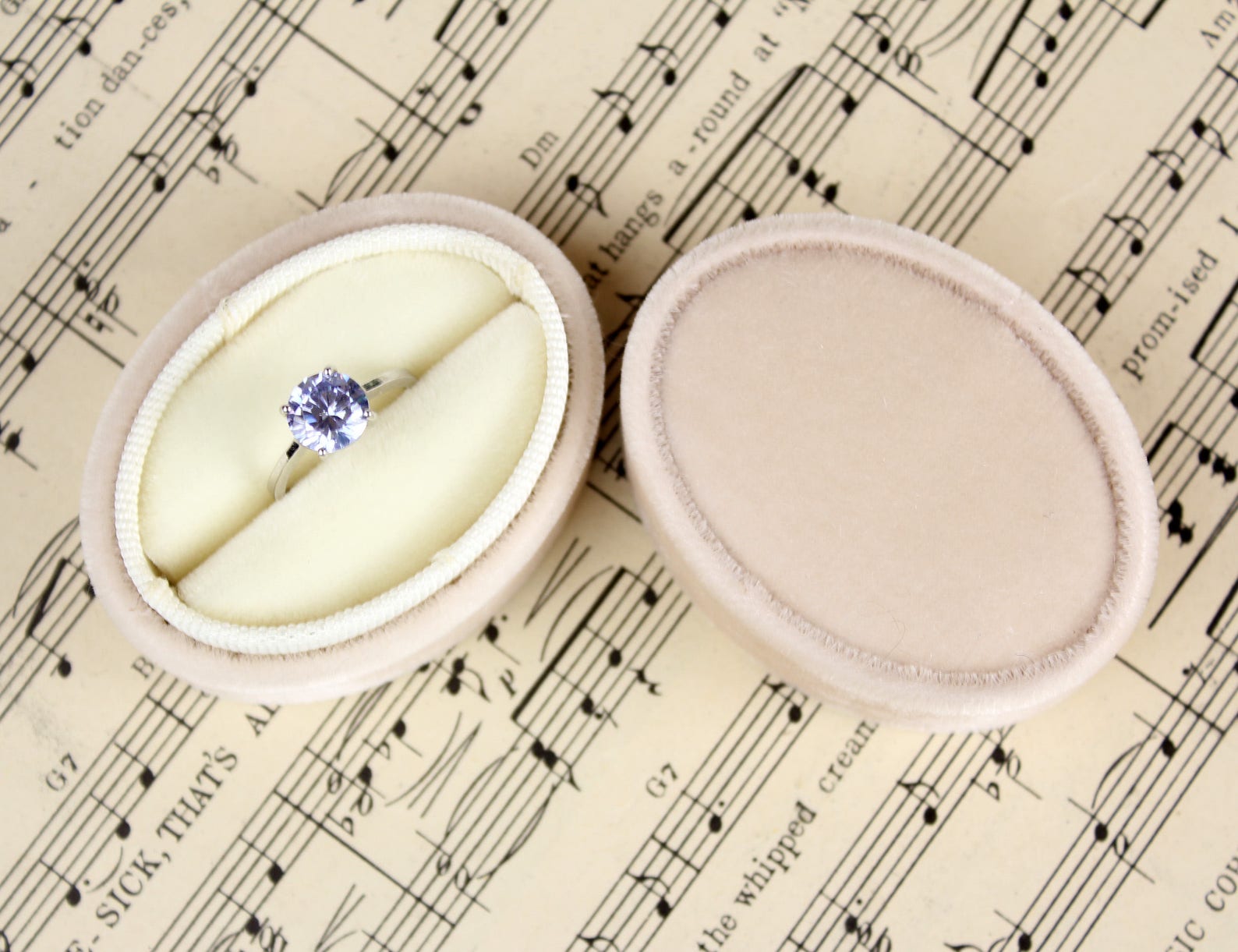 Double Ring Box Champagne Light Tan Two Ring Box Velvet Ring - Etsy