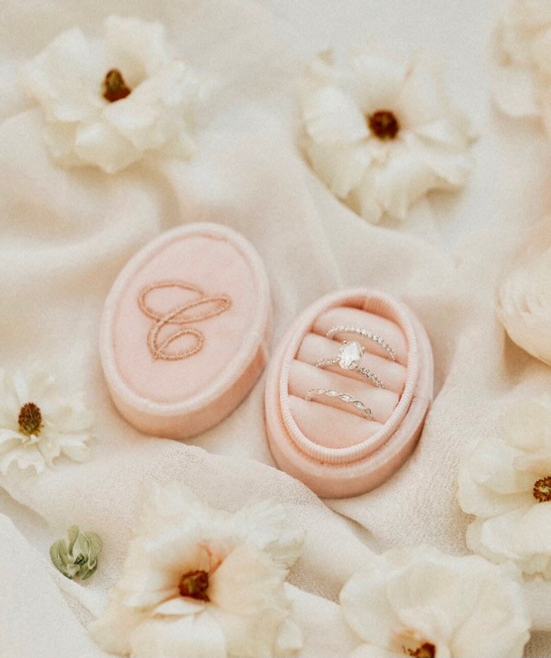 Three Ring Box, Stacker Ring Box, Pink Ring Box, Wedding Ring Box, Ring ...