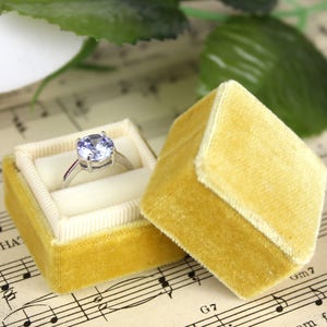 Yellow Velvet Ring Box, Wedding Ring Box, Engagement Ring Box, Proposal ...