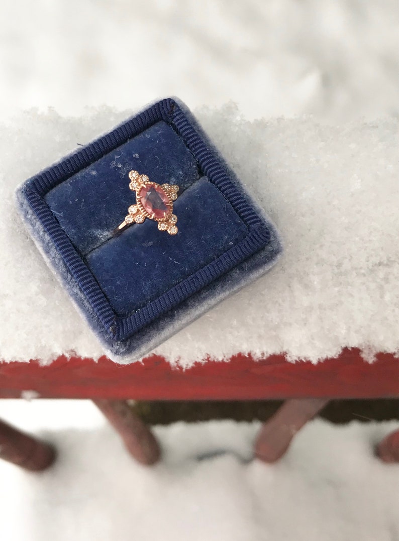 Vintage Ring Box Blue Velvet Ring Box Engagement Ring Box - Etsy