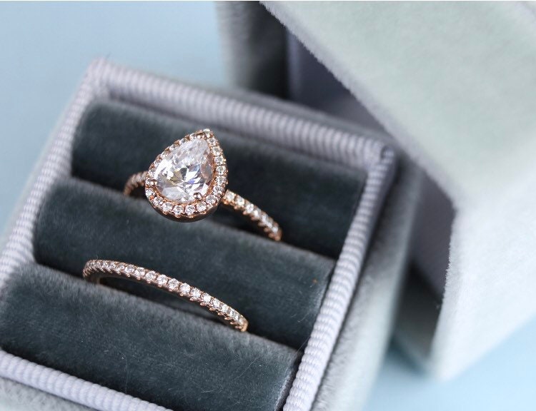 Wedding Ring Box Velvet Ring Box Vintage Ring Box Gray Ring | Etsy