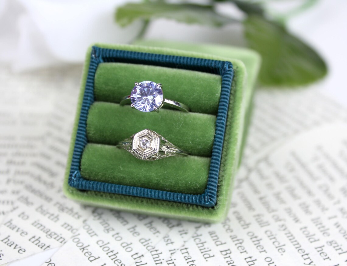 Wedding Ring Box Antique Ring Box Green Ring Box Proposal - Etsy