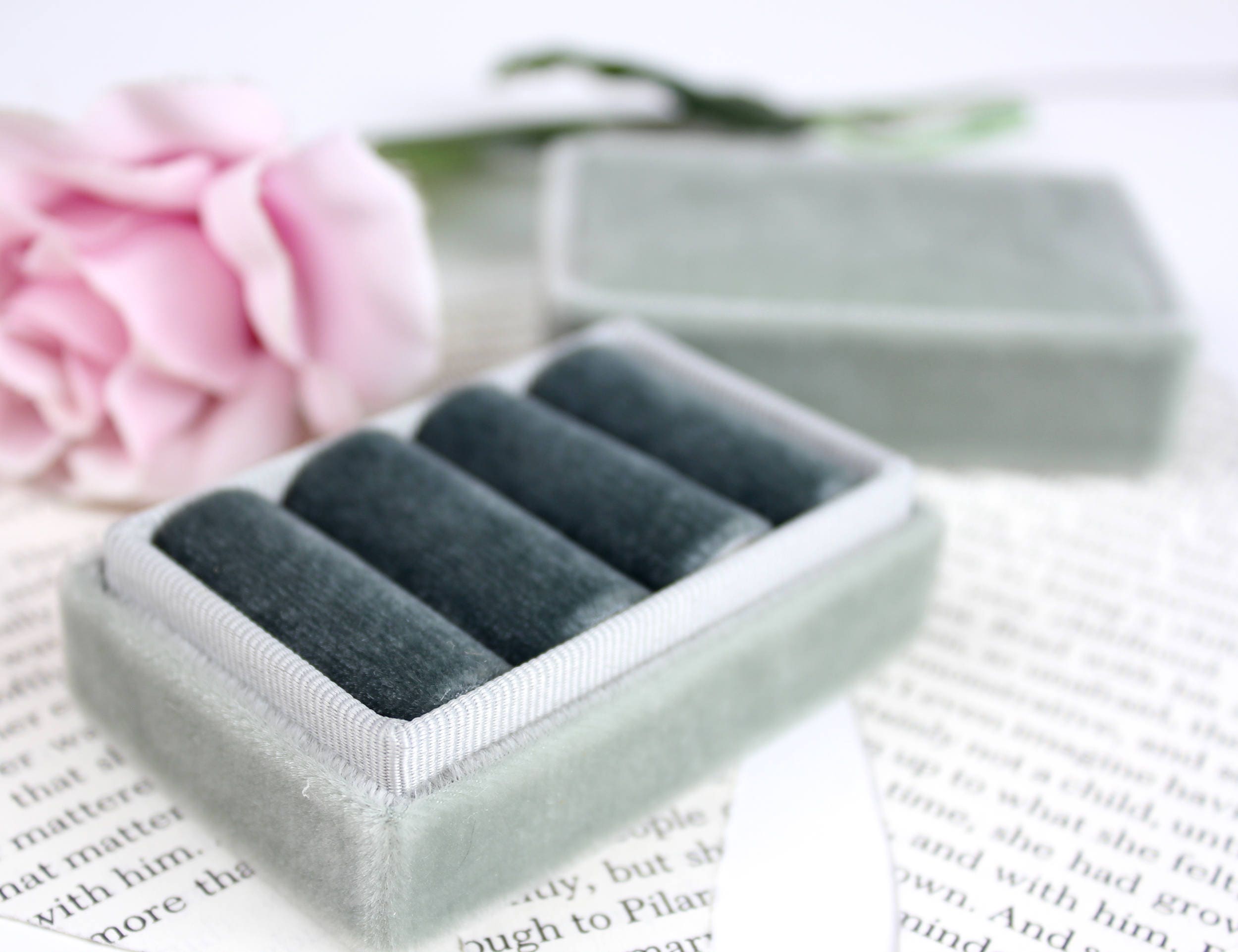 Wedding Ring Box Velvet Ring Box Vintage Ring Box Gray Ring | Etsy